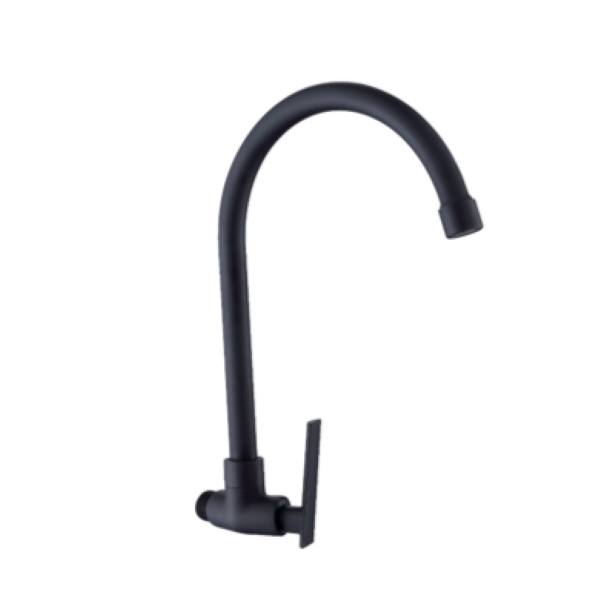 Axis Danube Wall Tap Gooseneck Matte Black, AXS01FW202B