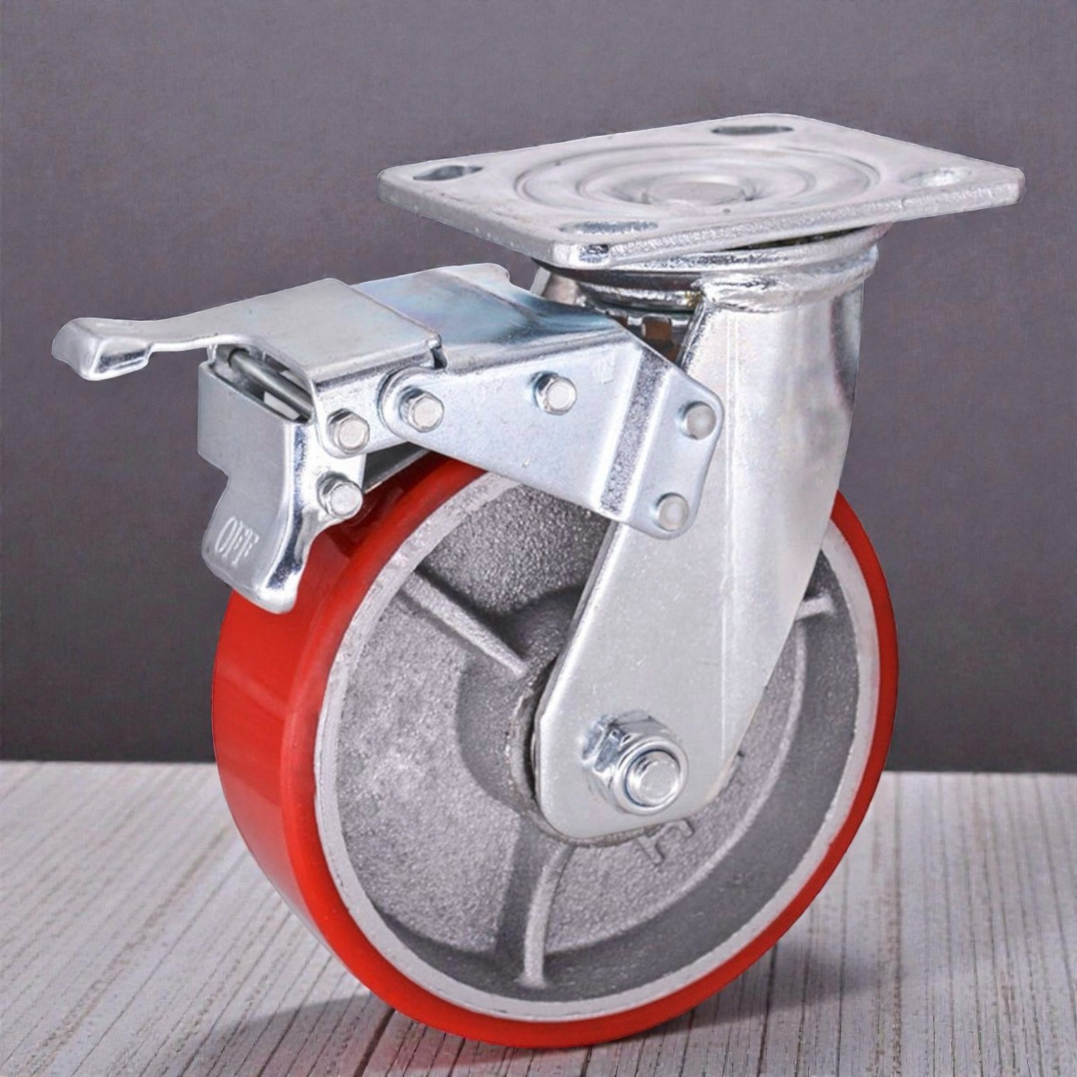 Heavy Duty Red Caster Wheels 4", 5", 6", 8" | Swivel with Lock